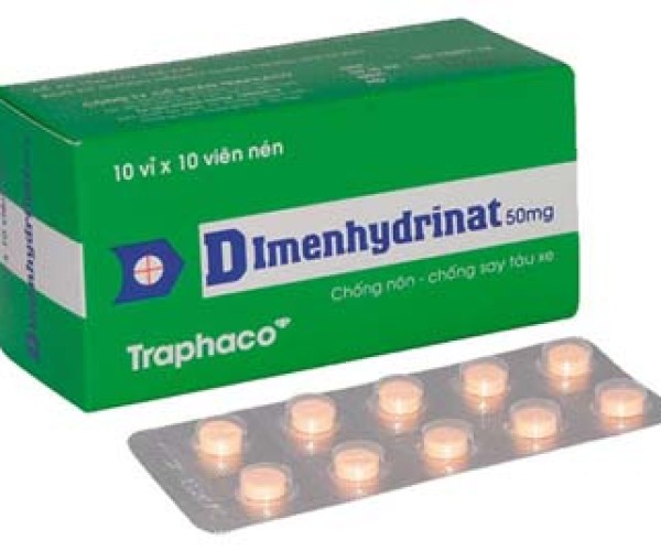 Dimenhydrinat 50mg Trapharco (10 vỉ x 10 viên/hộp) | Thuốc chống nôn ...