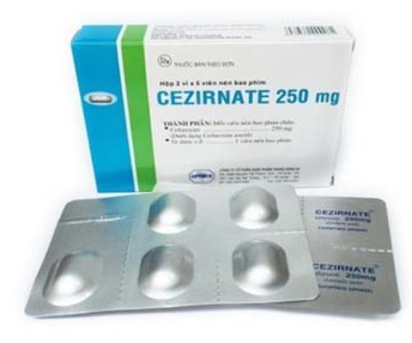 Thuốc kháng sinh Cezirnate 250mg (2 vỉ x 5 viên/hộp)