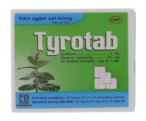 Viên ngậm sát trùng các bệnh ở họng và miệng Tyrotab (24 viên/hộp)