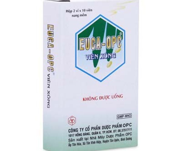 Euca-OPC (2 vỉ x 10 viên/hộp) | Viên xông trị cảm mạo, sát trùng mũi họng
