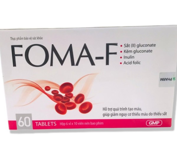 Viên uống hỗ trợ điều trị bệnh thiếu máu do thiếu sắt Foma-F (6 vỉ x 10 ...