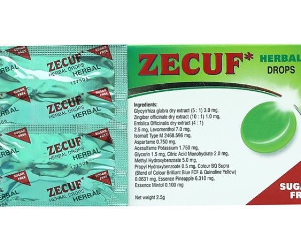 Zecuf không đường (5 vỉ x 4 viên/hộp) | Kẹo ngậm ho, đau họng