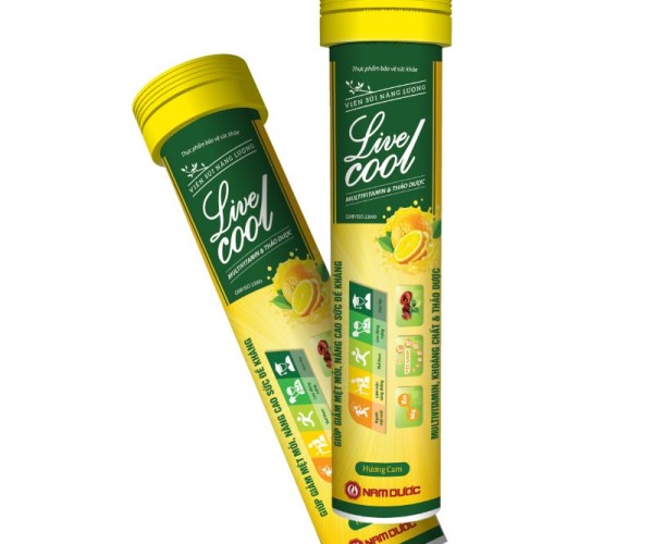 Live cool hương cam (16 viên/tube) | Viên sủi thanh nhiệt
