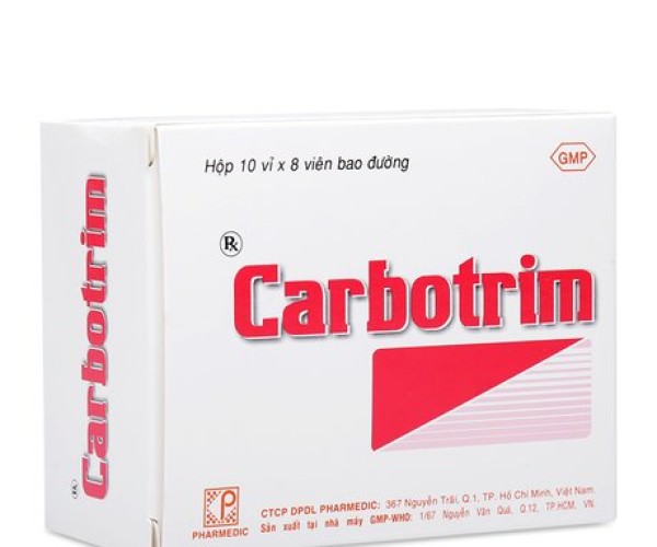 Thuốc điều trị nhiễm khuẩn đường tiêu hóa Carbotrim (10 vỉ x 8 viên/hộp)