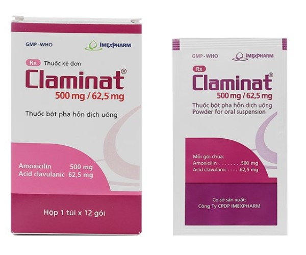Claminat 500mg/62.5mg (12 gói/hộp) | Thuốc kháng sinh