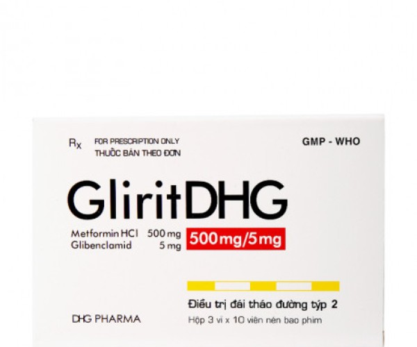 GliritDHG 500mg/5mg (3 vỉ x 10 viên/hộp) | Thuốc trị bệnh tiểu đường