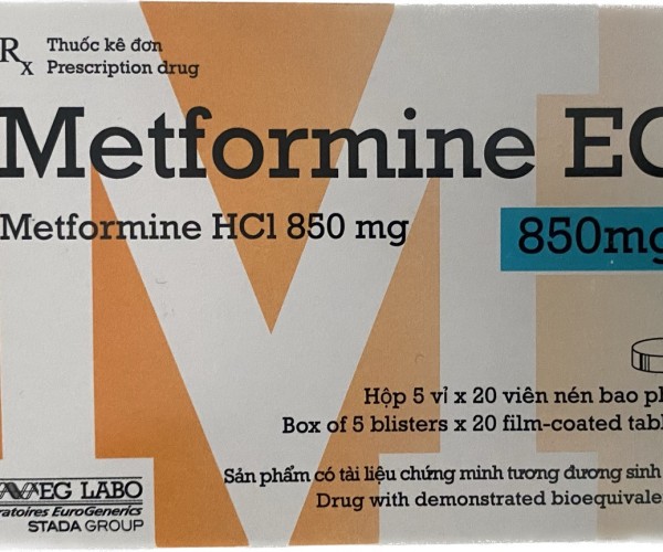 Thuốc trị bệnh tiểu đường Metformin EG 850mg (5 vỉ x 20 viên/hộp)