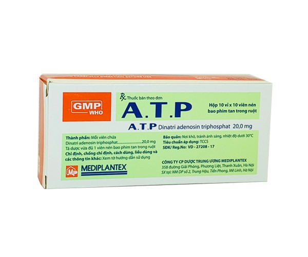 Thuốc điều trị suy tim, di chứng xuất huyết não A.T.P 20mg (10 vỉ x 10 viên/hộp)