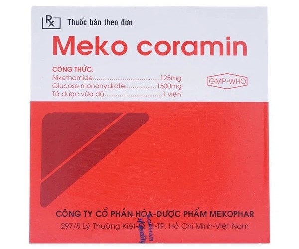 Thuốc điều trị suy hô hấp, suy tuần hoàn Meko Coramin (5 vỉ x 4 viên/hộp)