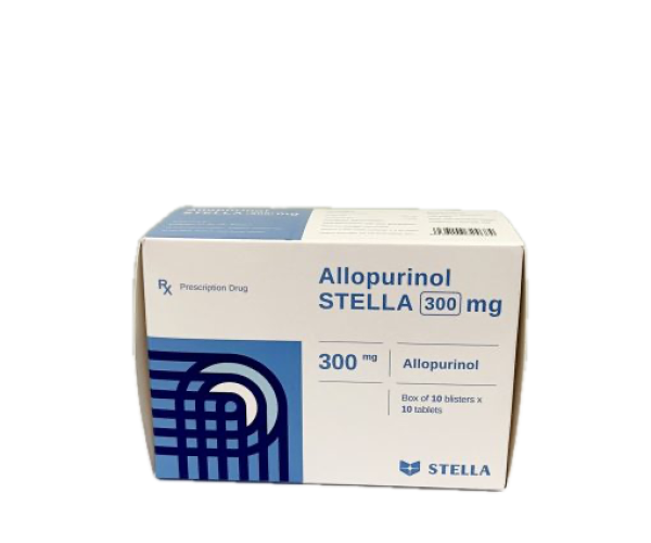 Thuốc trị gout Allopurinol Stella 300mg (10 vỉ x 10 viên/hộp)