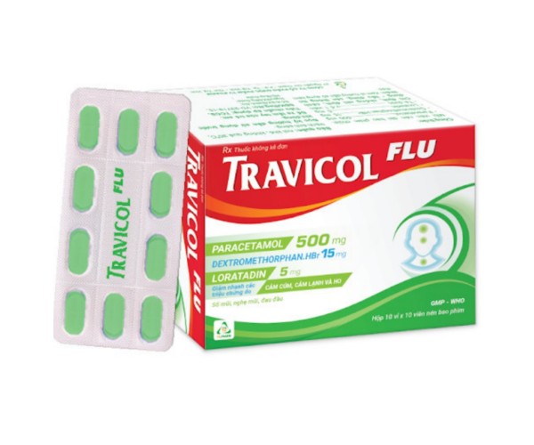 Travicol Flu (10 vỉ x 10 viên/hộp) | Thuốc trị cảm cúm